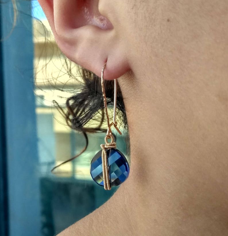 Gift Under 50 Long Blue dangle earring 14K Gold Filled Gold | Etsy