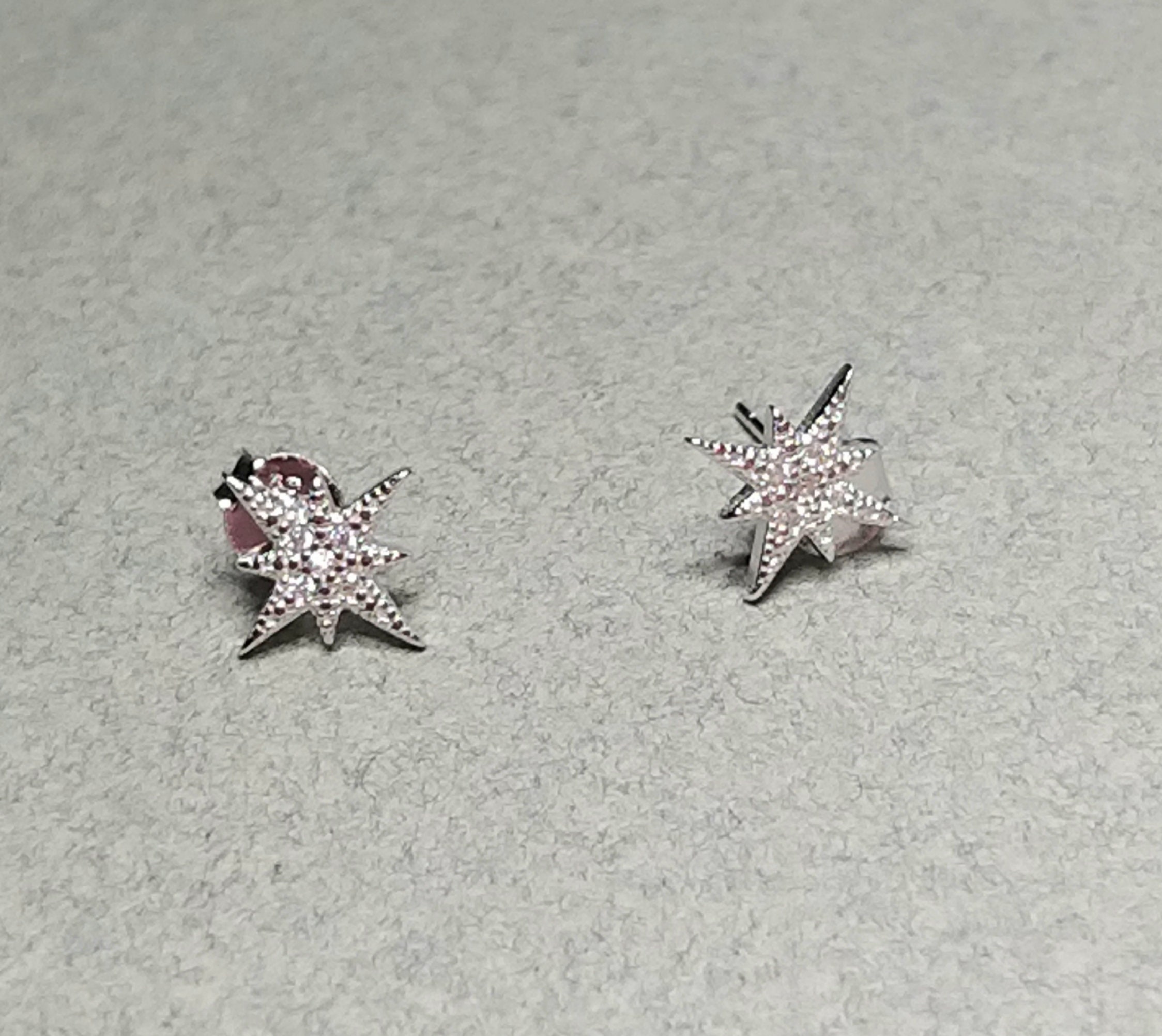 Silver Stud Star Earrings Sterling Silver CZ Star Stud | Etsy