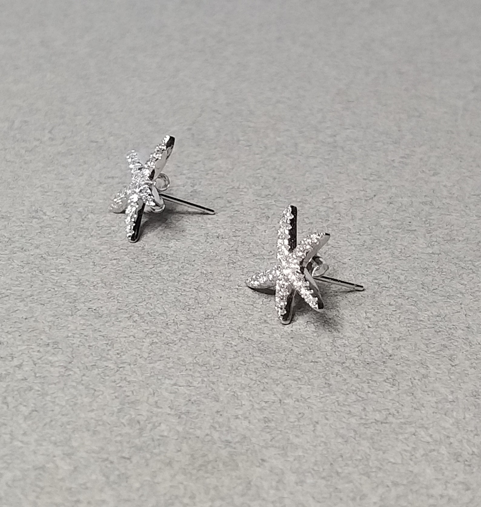 Starfish Silver CZ Stud Earrings Sterling Silver Starfish - Etsy