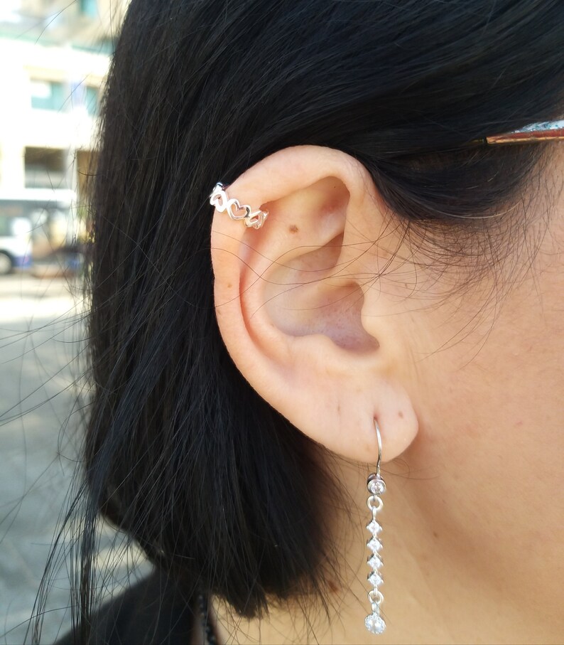 Open Heart Ear Cuff Sterling Silver Helix Heart Earring - Etsy