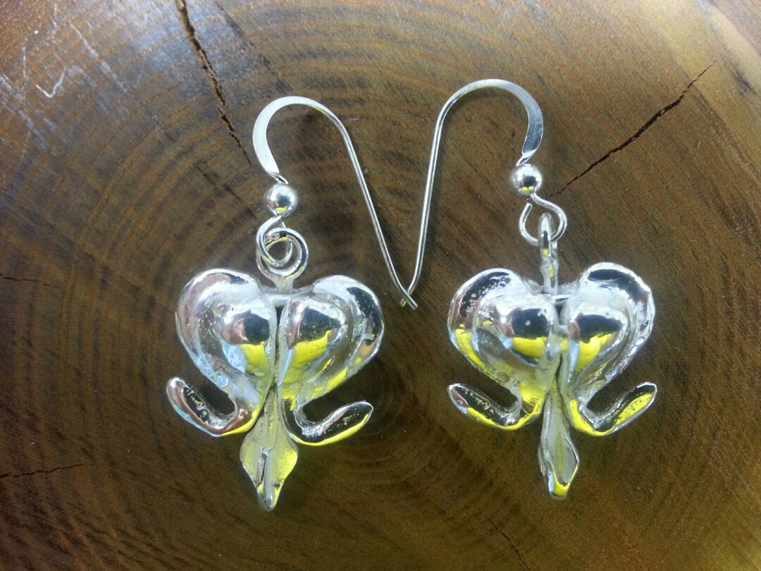 Hand Cast Sterling Silver Bleeding Heart Earrings - Etsy