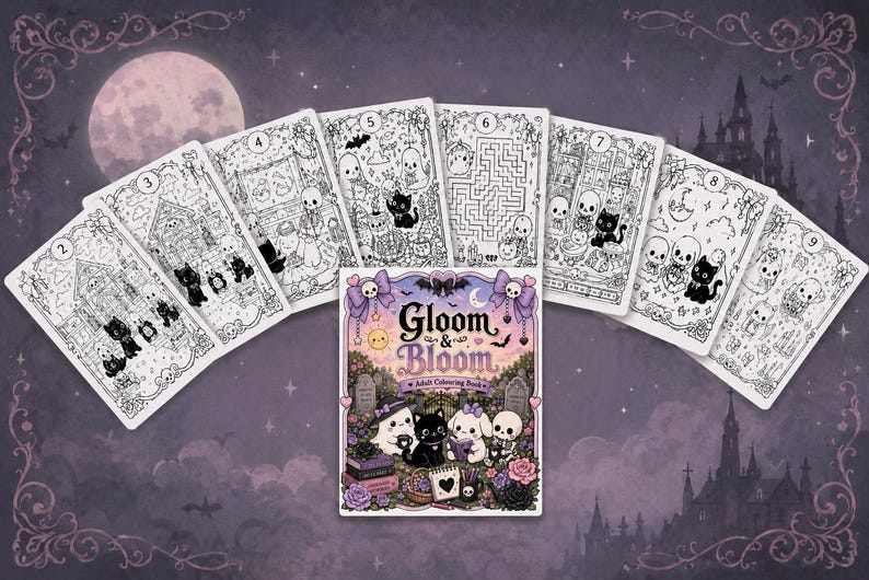 Gloom & Bloom Adult Spooky Colouring Book – Cozy Spooky Gothic Humour ...