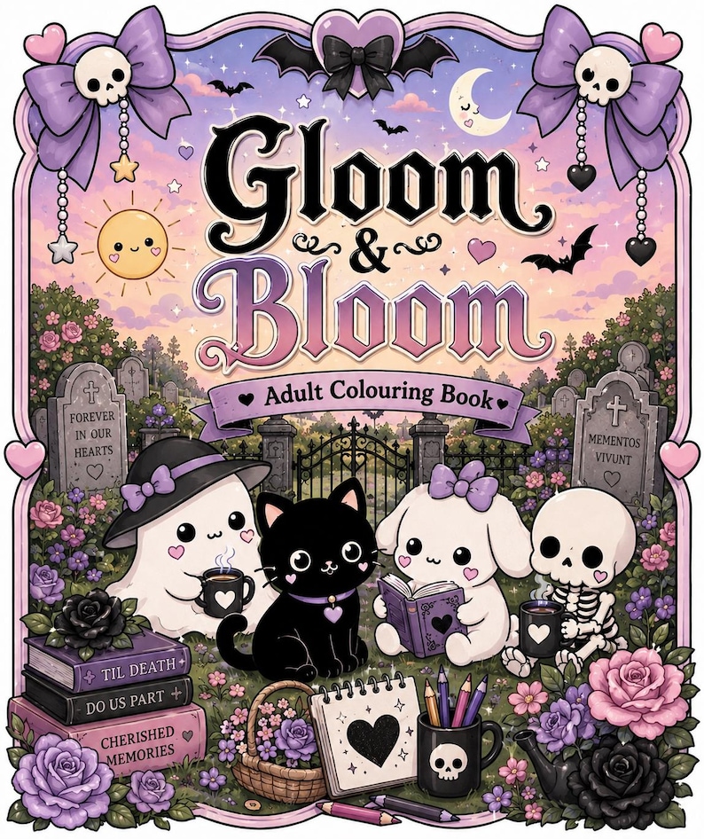 Gloom & Bloom Adult Spooky Colouring Book – Cozy Spooky Gothic Humour ...