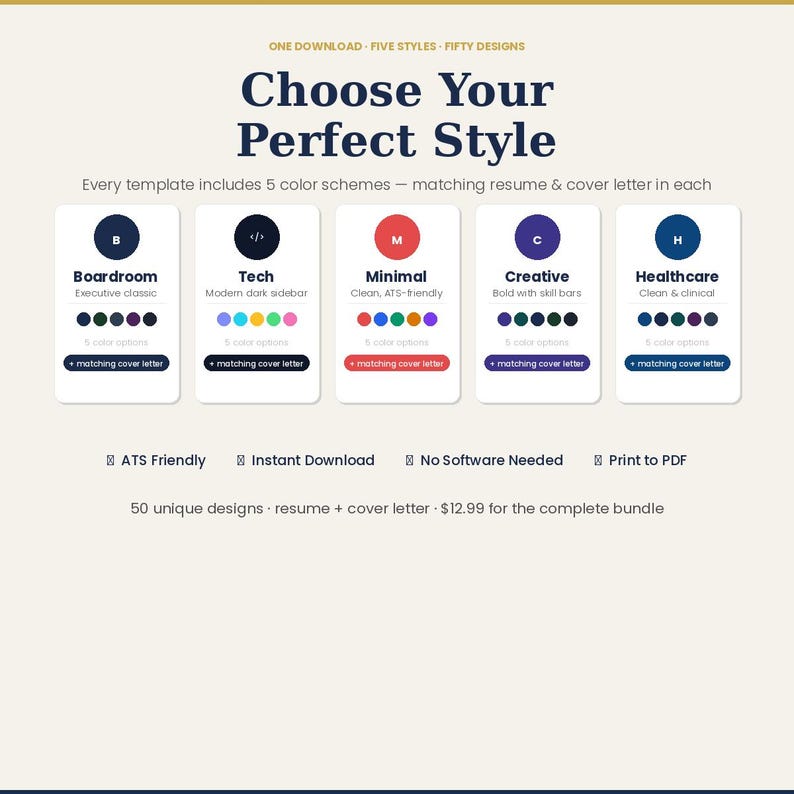 ATS Friendly Resume Template Bundle | 50 Professional Designs in 1 ...