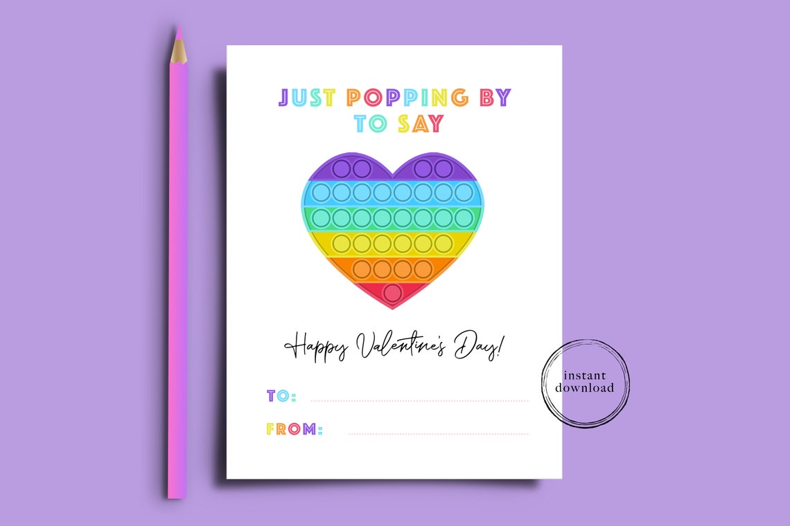 Pop It Fidget Toy Kids Classroom Valentine Day, Instant Digital ...