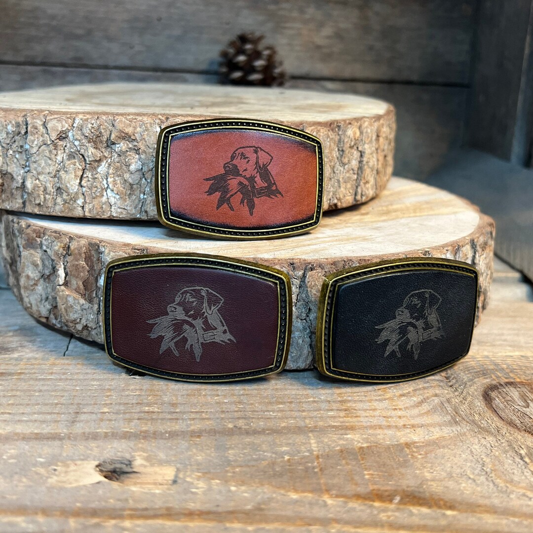 Personalized Kids Buckle: Dog With Duck Design, Fits 1"-1.25" Belts - Etsy