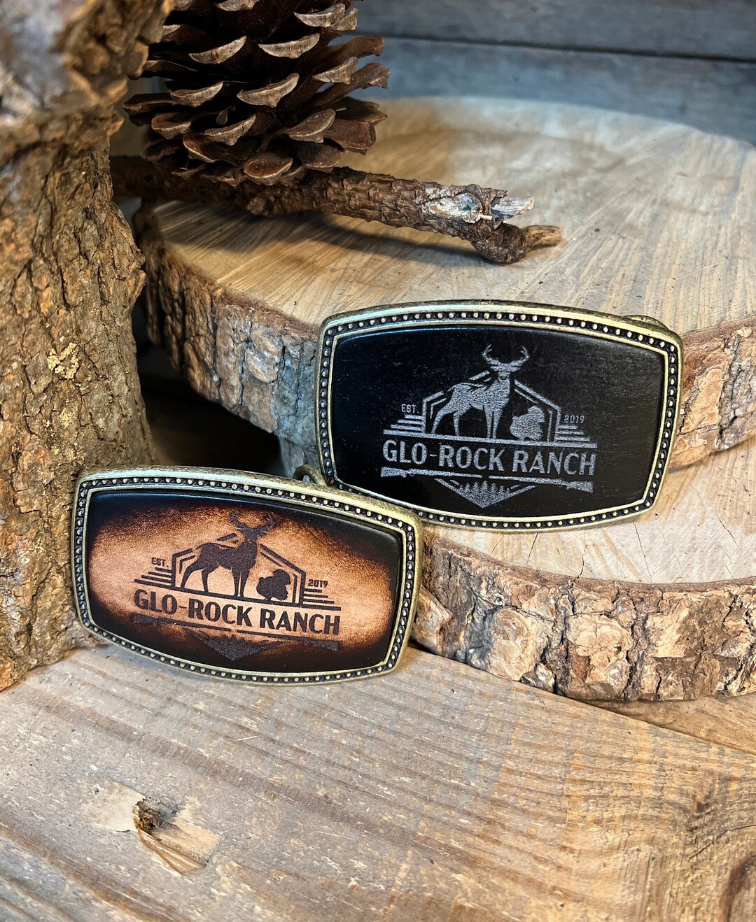 Custom Leather Buckle: Personalized Hunting Logo- Custom Made in USA - Etsy