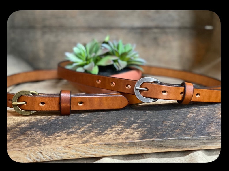 SKINNY BELT: Retro Style, Personalized, USA Made Full-grain Leather - Etsy