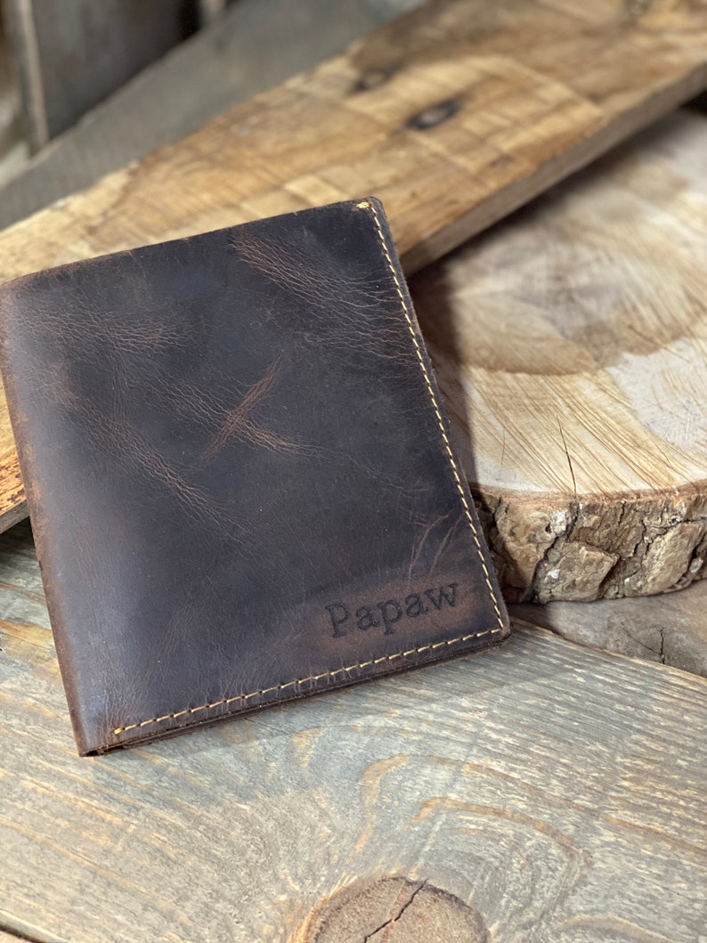 Leather Wallet Xlarge Bilfold : Rustic Oiled-tanned, Extra Card Space ...