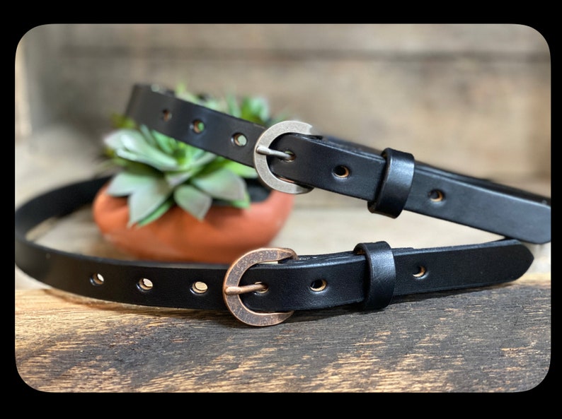 SKINNY BELT: Retro Style, Personalized, USA Made Full-grain Leather - Etsy