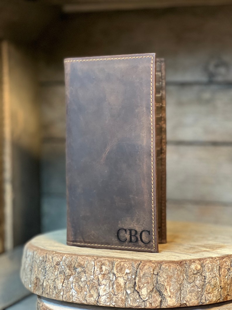 Checkbook/hipster Wallet: Leather- Personalized Laser Engraved -oil ...