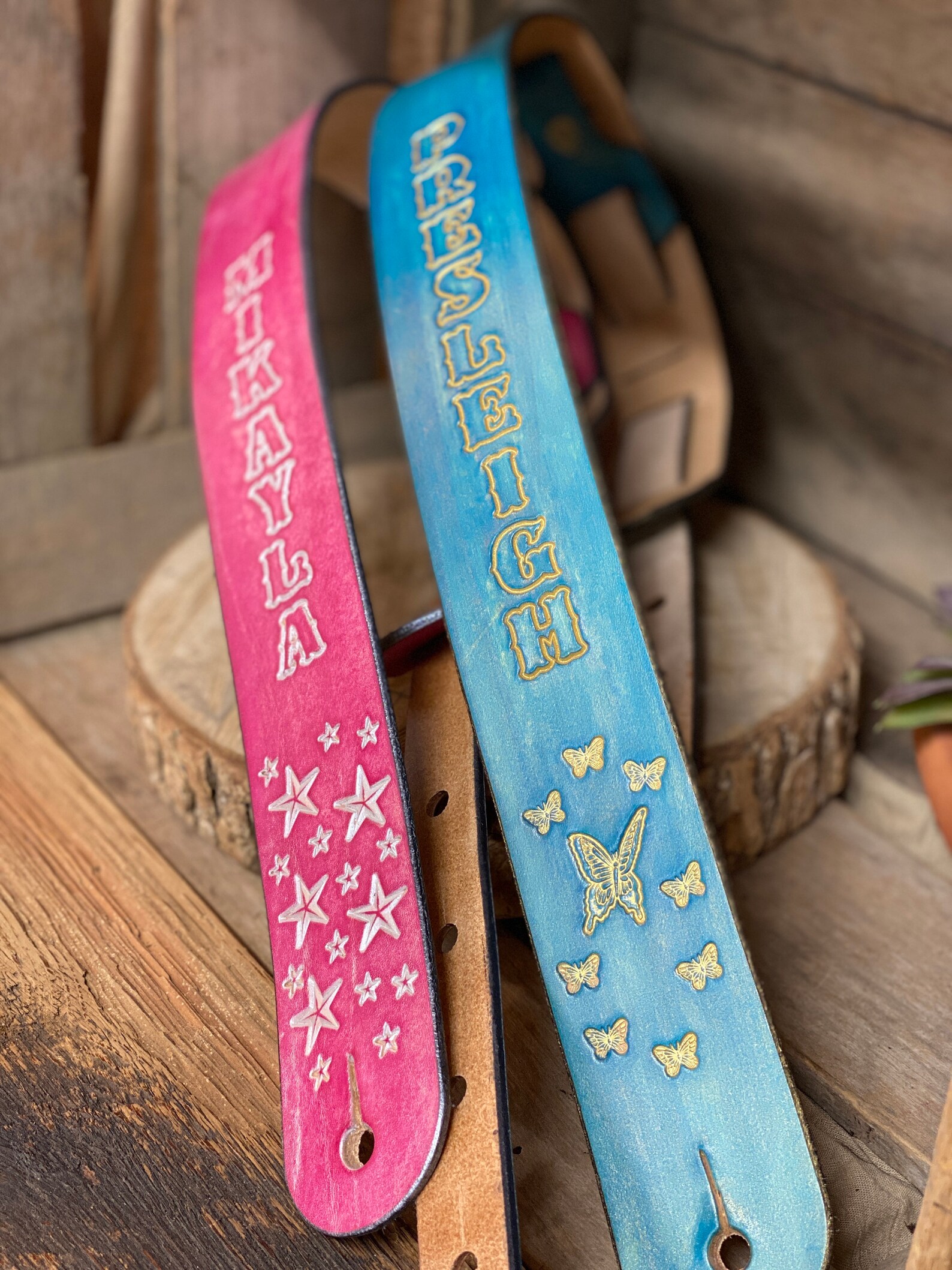 CHILD'S Personalized Leather Guitar Strap Great Gift for - Etsy