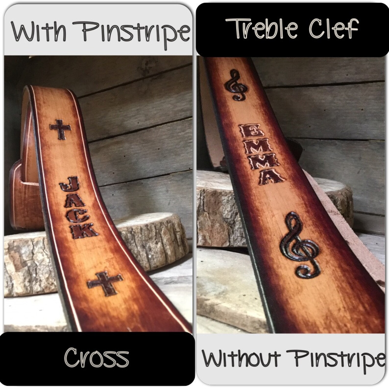 KIDS Personalized Leather Guitar Strap With Crosses Custom - Etsy