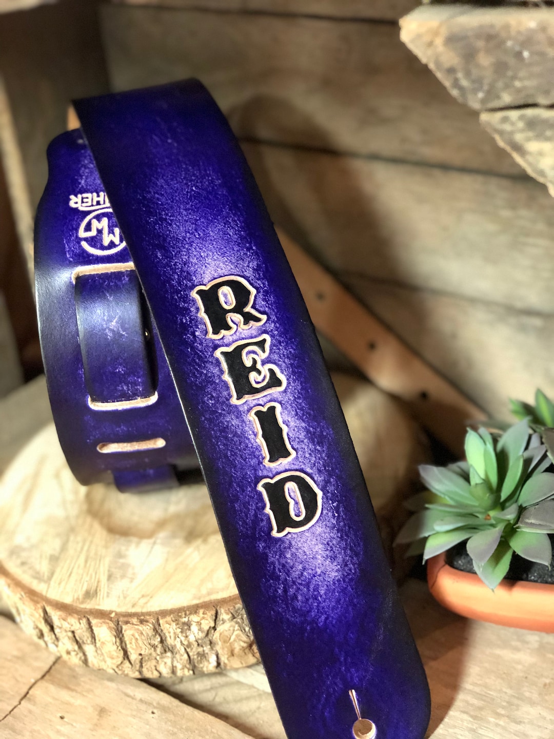 Purple Guitar Strap, Custom Made Leather Personalized Guitar Strap ...