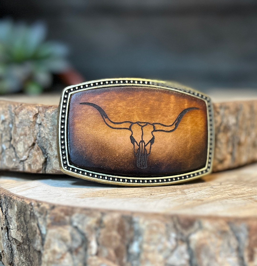 LONGHORN-STEER Belt Buckle Custom Made Leather Buckle great - Etsy
