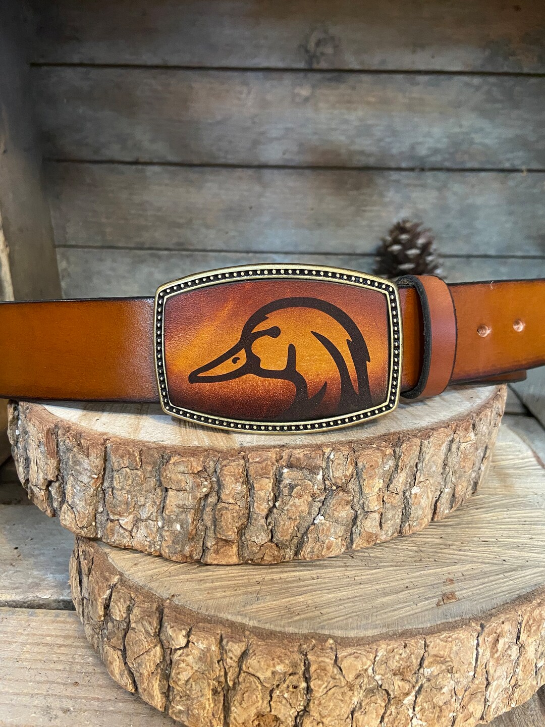 Duck Leather Belt Buckle: Handmade Hunting Gift, Made in USA - Etsy