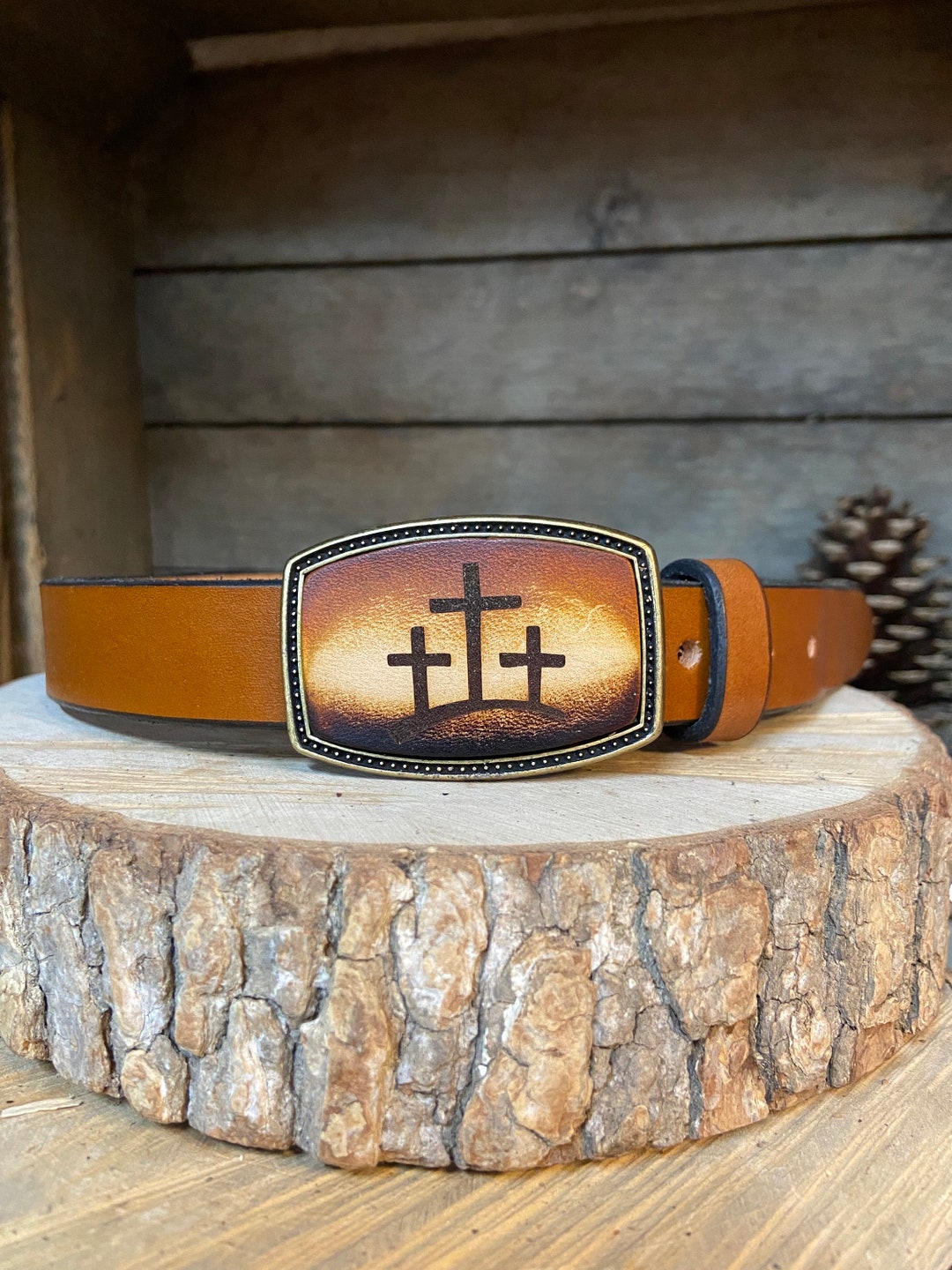 Kid’s/children’s Cross Buckle | Christian Buckle Hand-dyed Leather ...