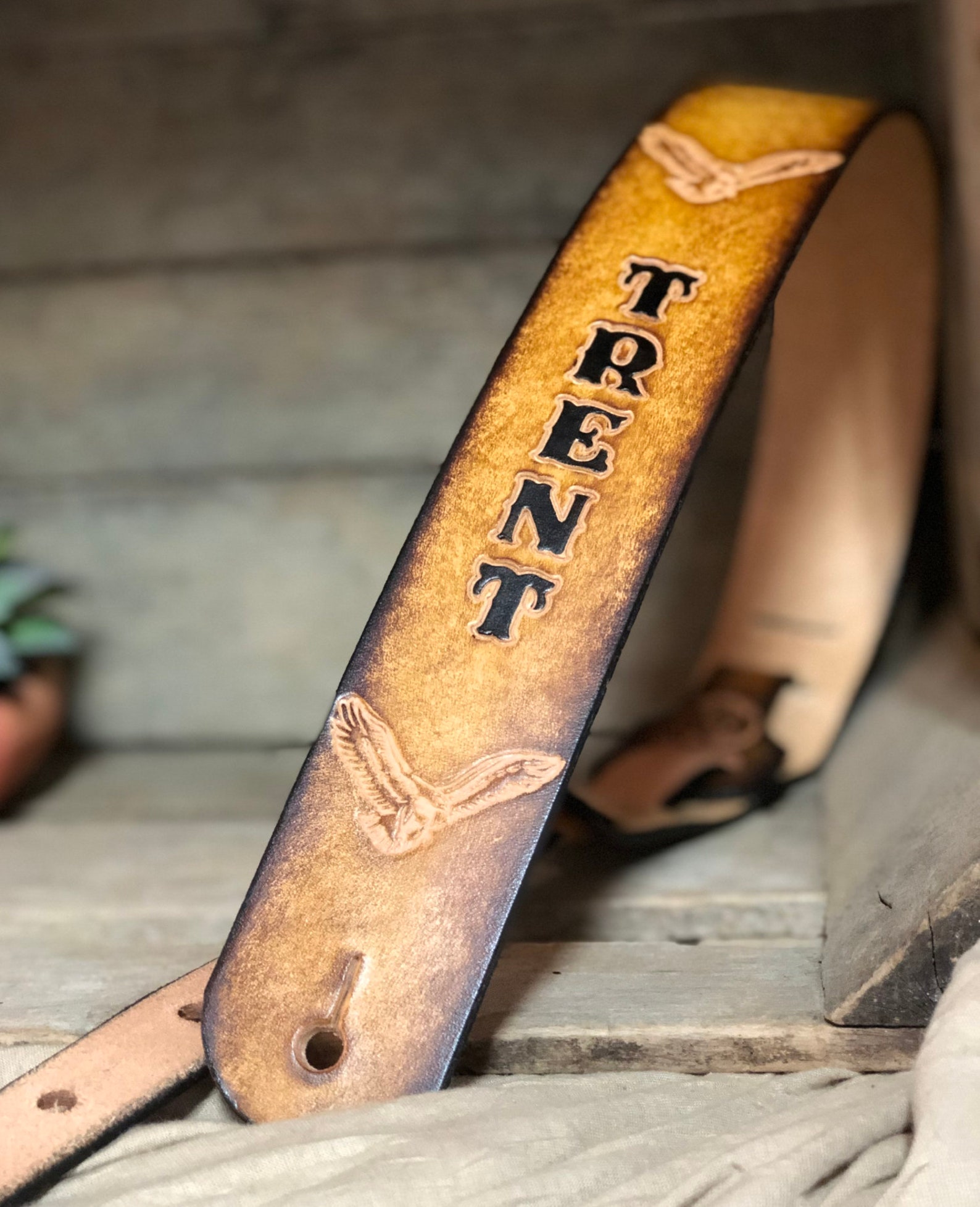 KIDS Personalized Leather Guitar Strap Customized With Your - Etsy