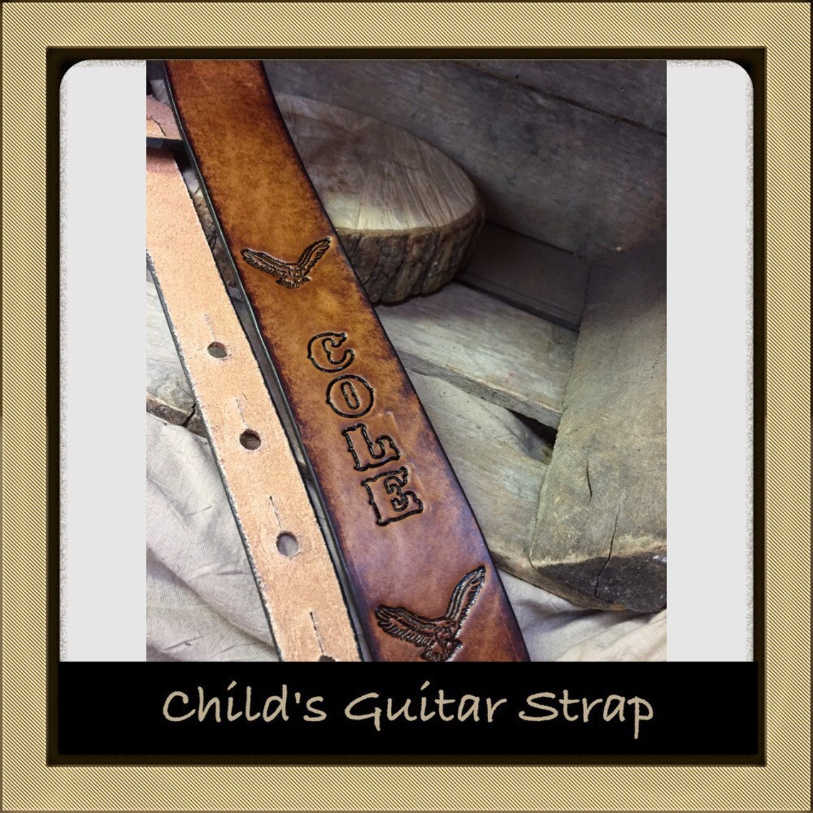 KIDS Personalized Leather Guitar Strap Customized With Your - Etsy