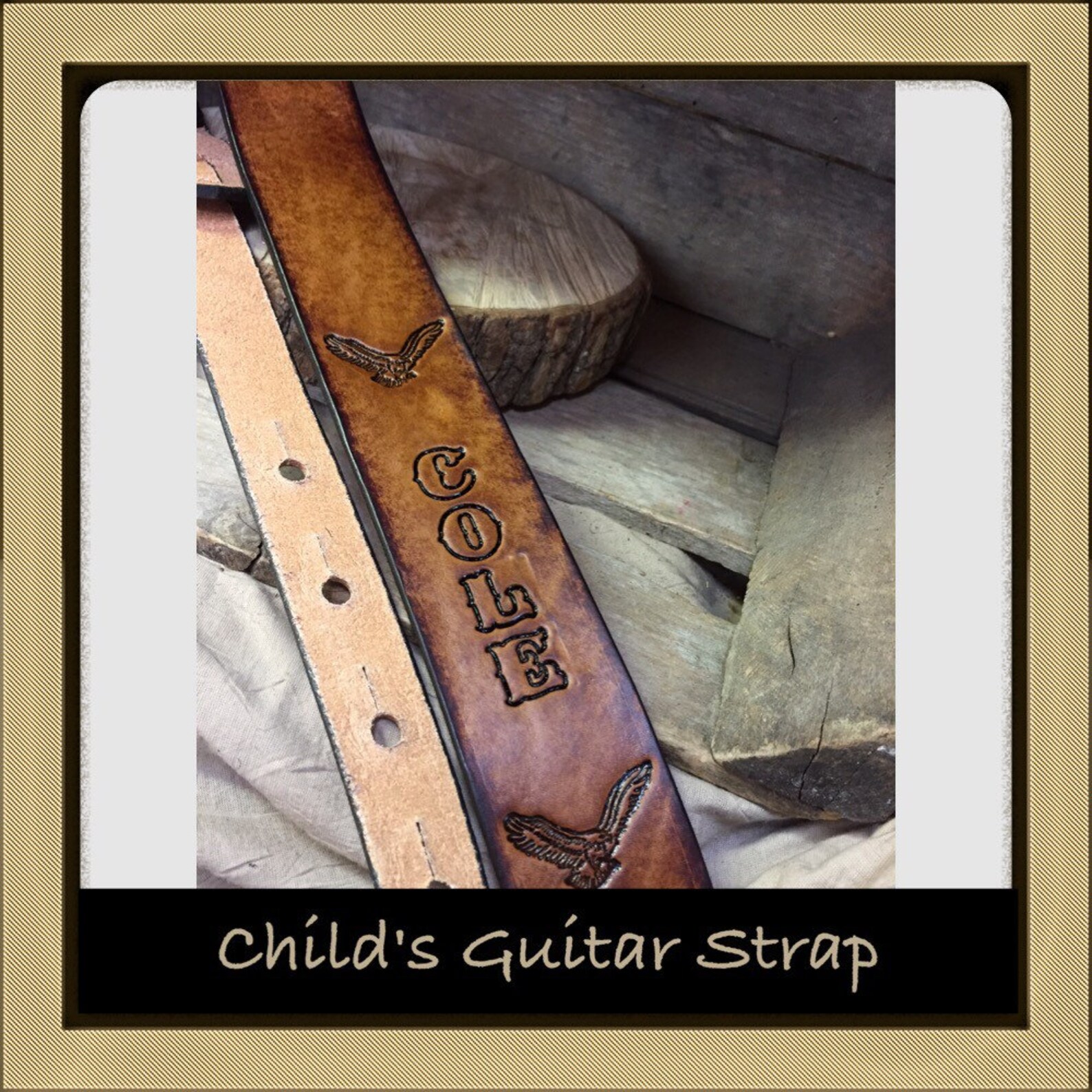 KIDS Personalized Leather Guitar Strap Customized With Your - Etsy