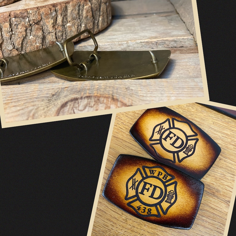 Belt Buckle, Fire Department : Custom Fireman's Gift- Hand-dyed Leather ...
