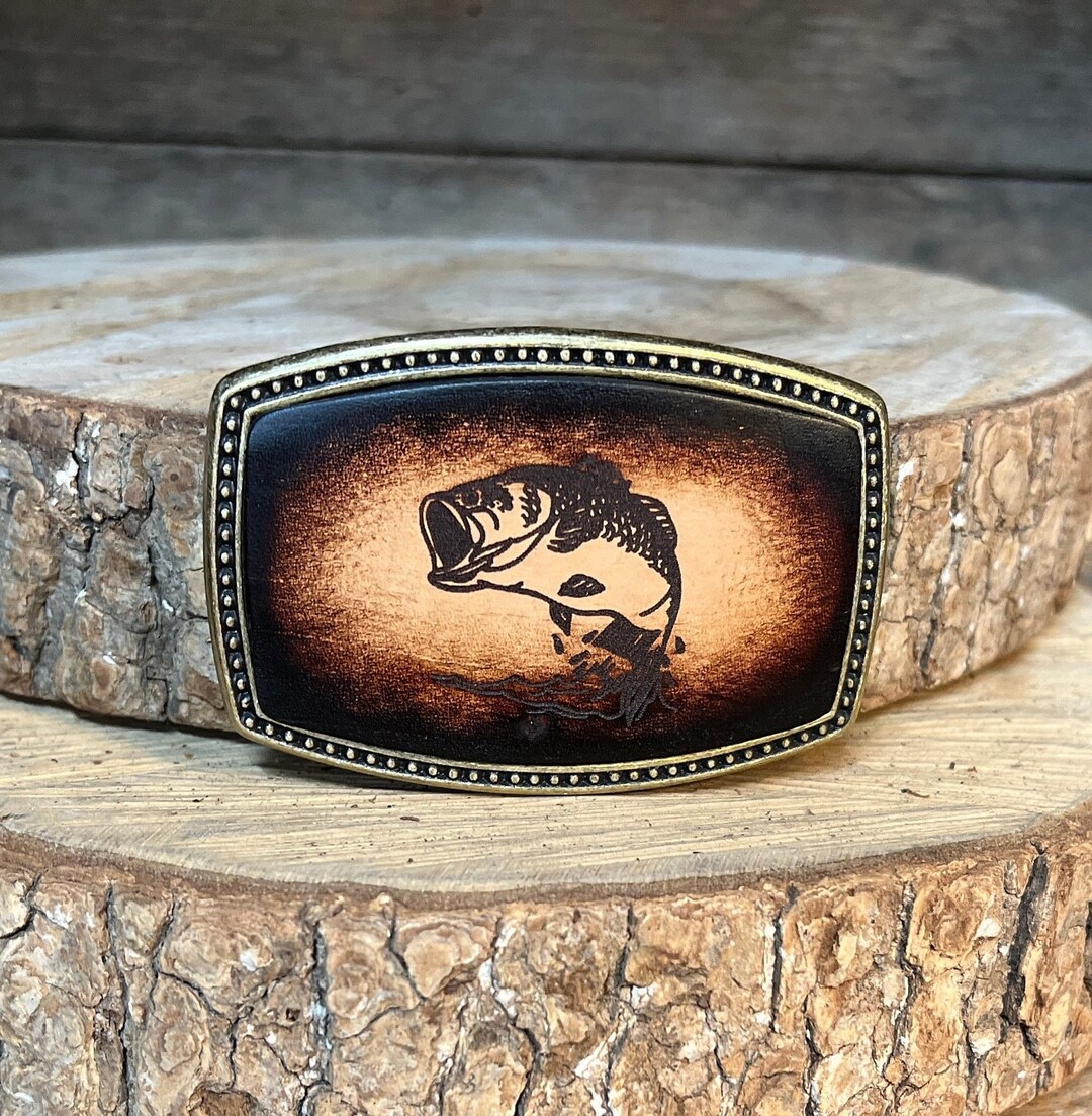 Bass Fish Belt Buckle | Custom Leather Hand-dyed- Personalized ...
