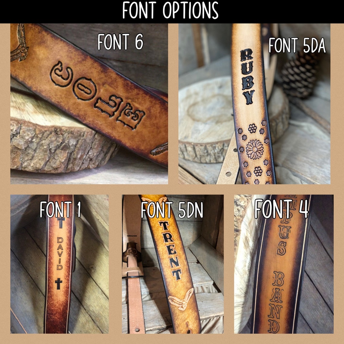 KIDS Personalized Leather Guitar Strap Customized With Your - Etsy