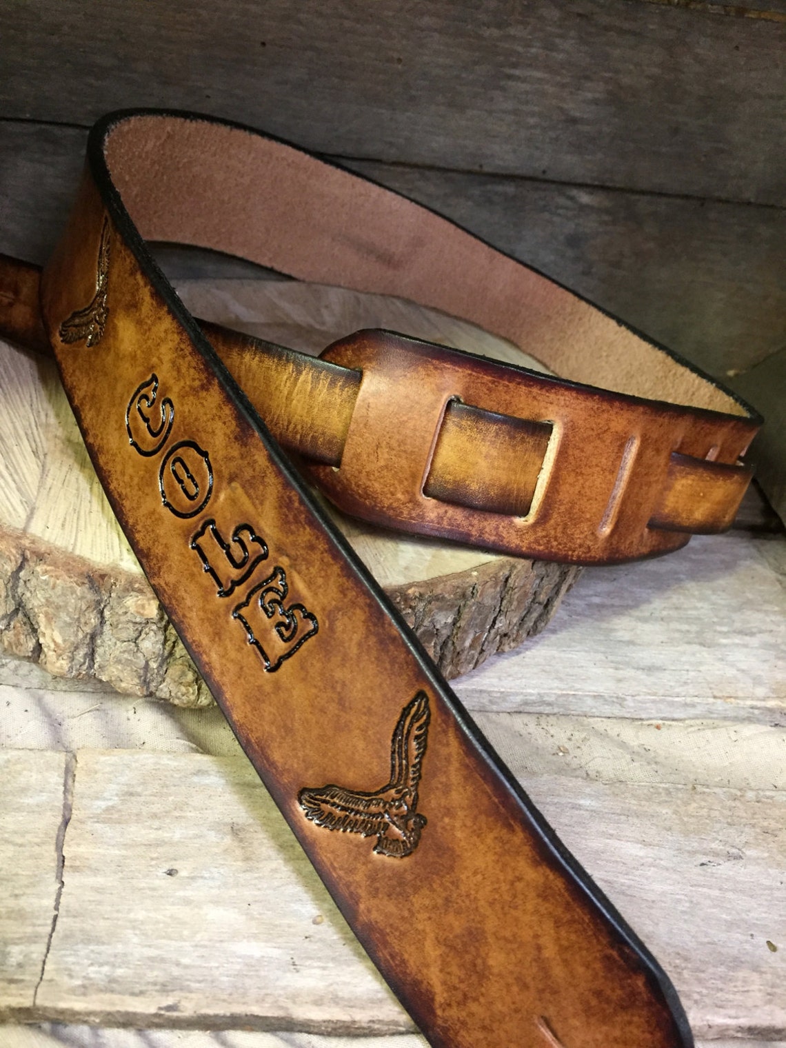 KIDS Personalized Leather Guitar Strap Customized With Your - Etsy