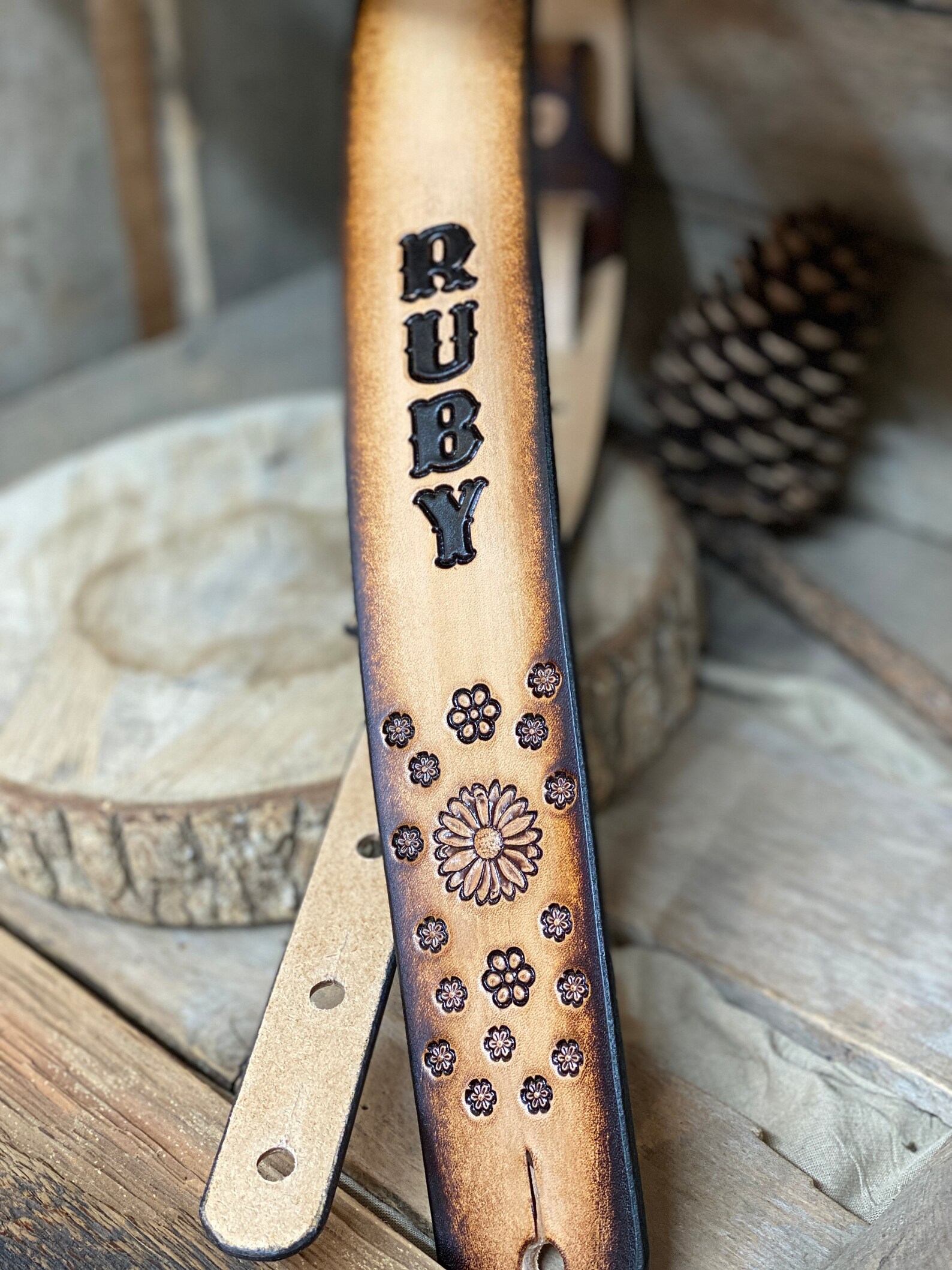 CHILD'S Personalized Leather Guitar Strap Customized With Your Child's ...