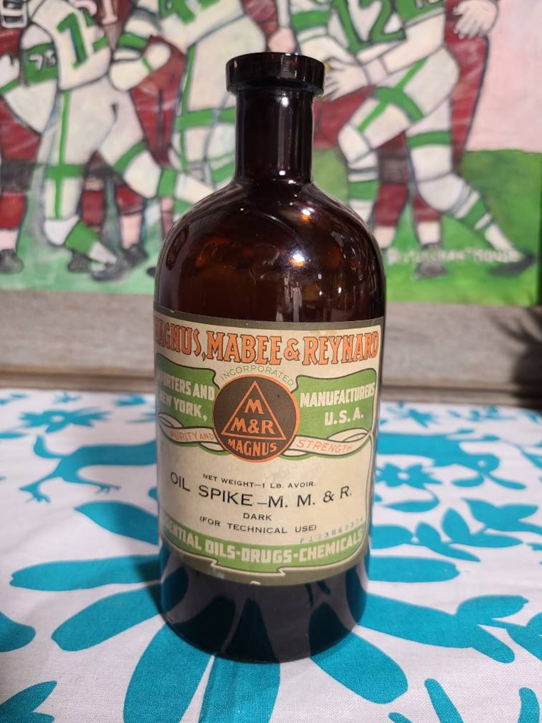 Rare Antique Early 1930's Apothecary Amber Brown Glass Magnus Mabee & Reynard Lavendar Spike Oil ...