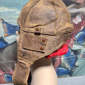 Antique WWII Era Tan Soft Leather Aviators Flying Cap With 6" Strap - Etsy