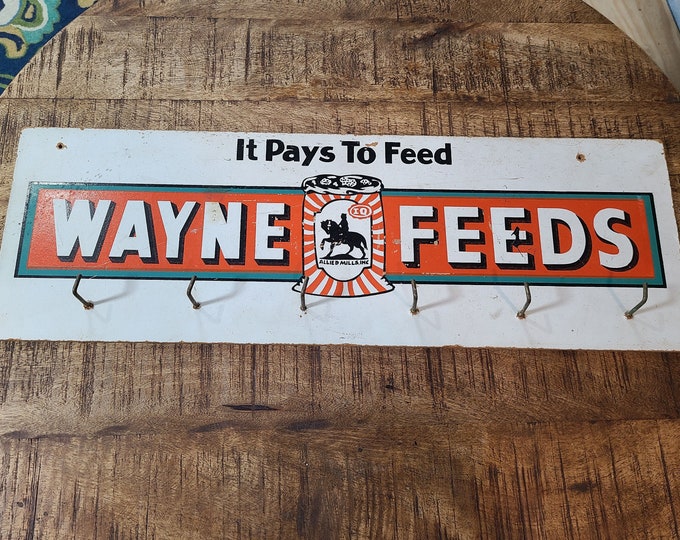 Vintage Original 1950's Era Wayne Feeds Advertising Rack Masonite Sign ...