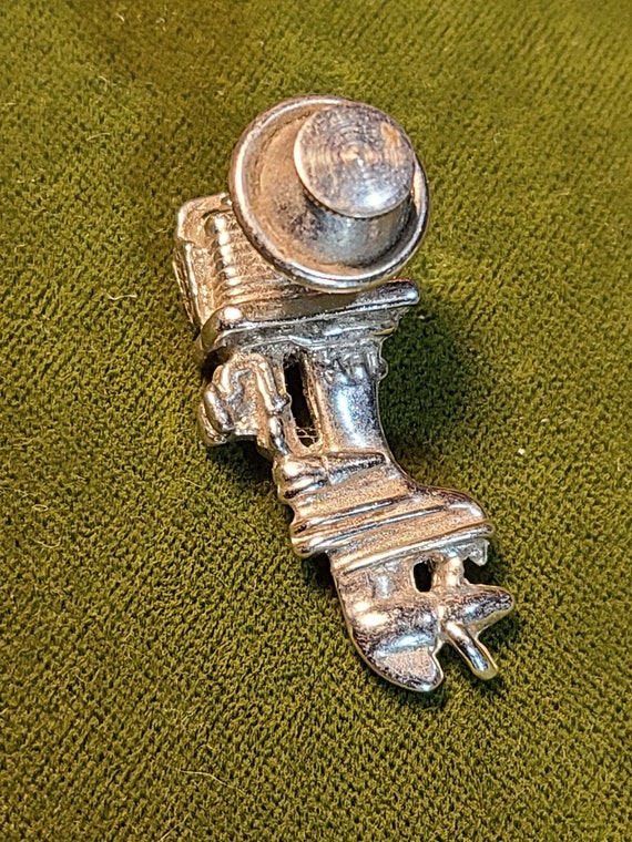 Antique Outboard Boat Motor Tie Tack or Lapel Pin - Gem