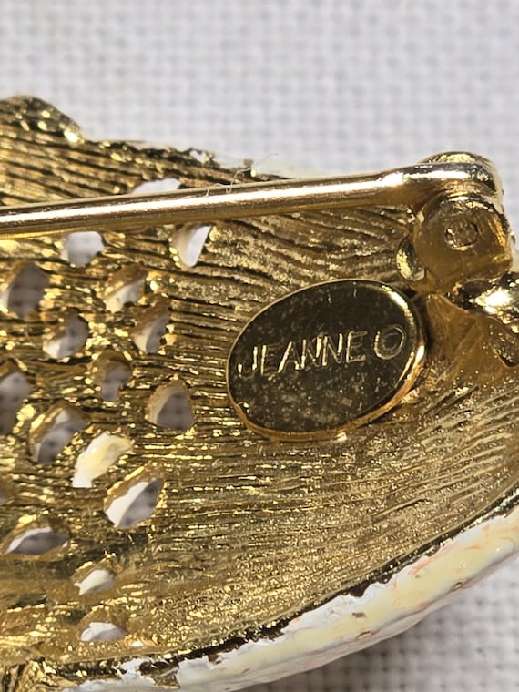 Antique Jeanne Enamel Swimming Koi Fish Pin with Rhin… - Gem