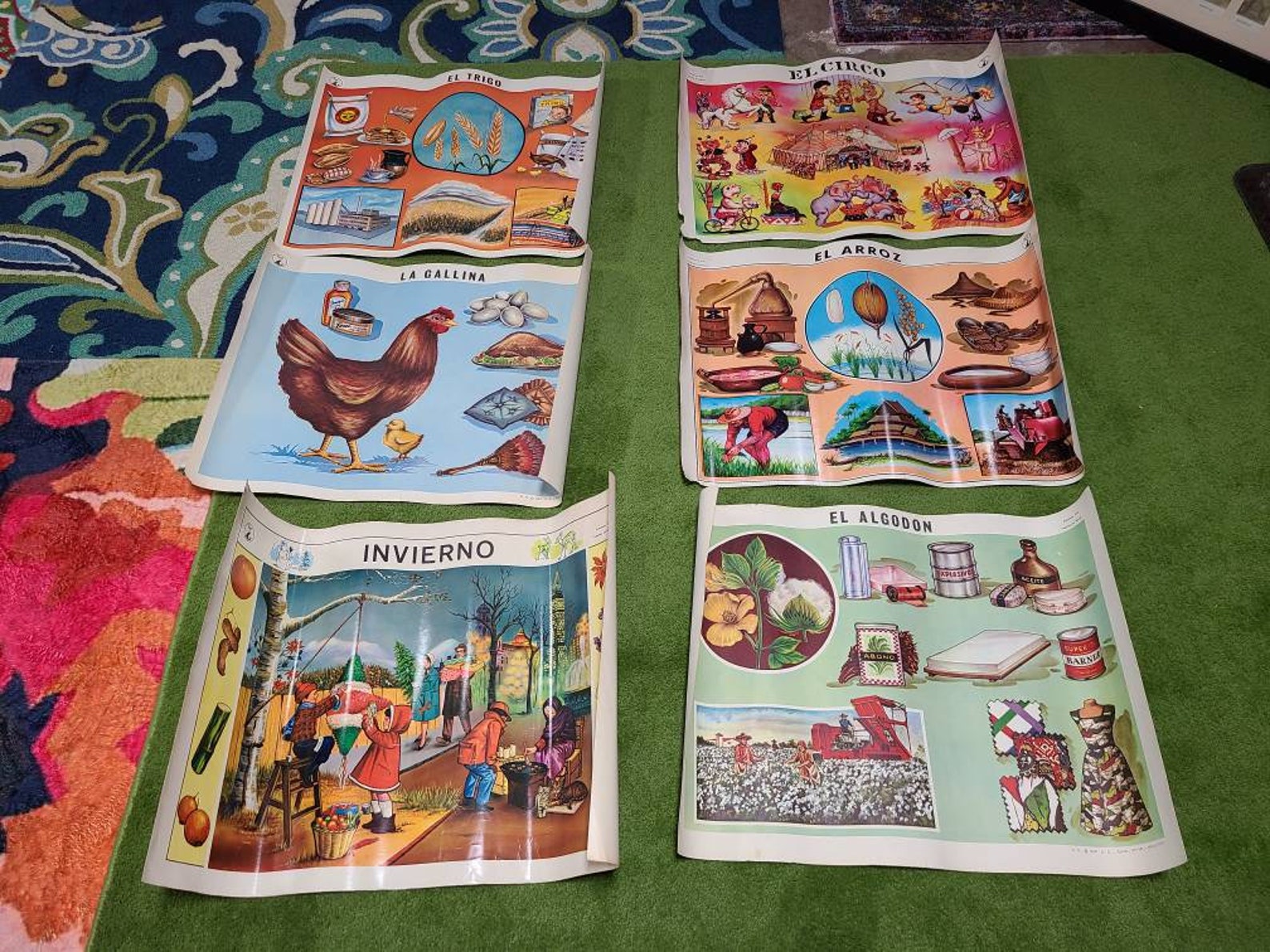 6 Vintage 1968 RAF Mexican Educational School Posters Cotton Circus ...