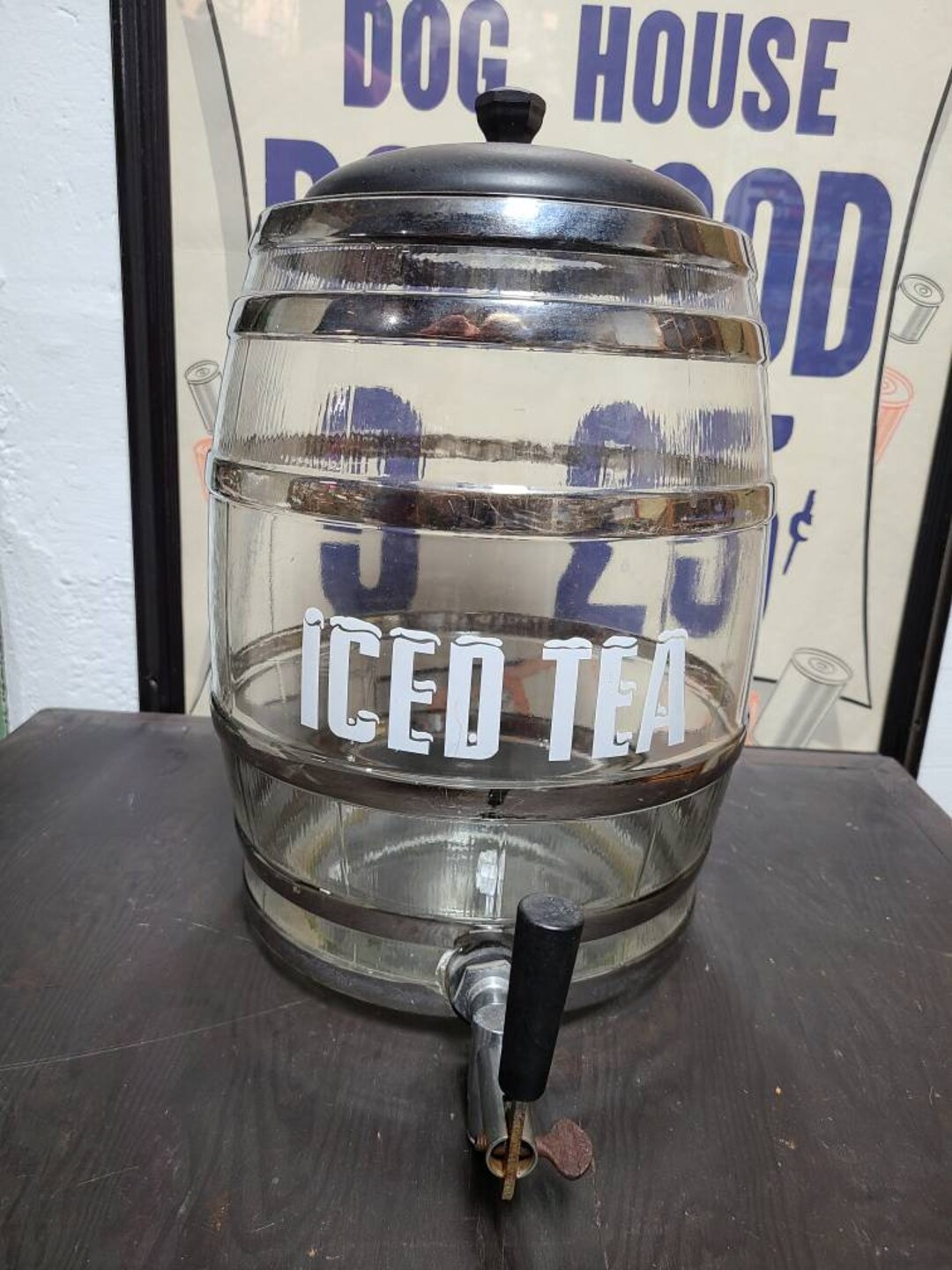 Circa 1950's Iced Tea Large Size Glass Jar General Store Canister ...