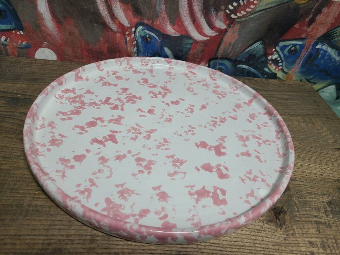 Rare Gorgeous Pink Over White Splatterware Bybee Kentucky Pottery Round ...