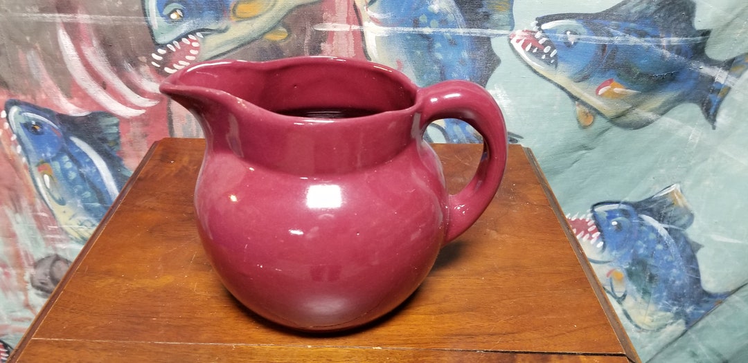 Vintage Beautiful Deep Oxblood Old Red Maroon Bybee Pottery Primitive ...
