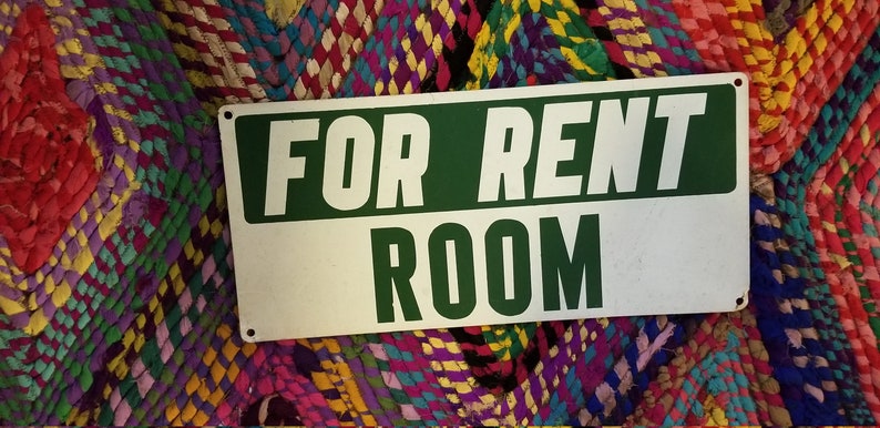 Vintage Antique Room for Rent Green on White Metal Sign Plaque | Etsy