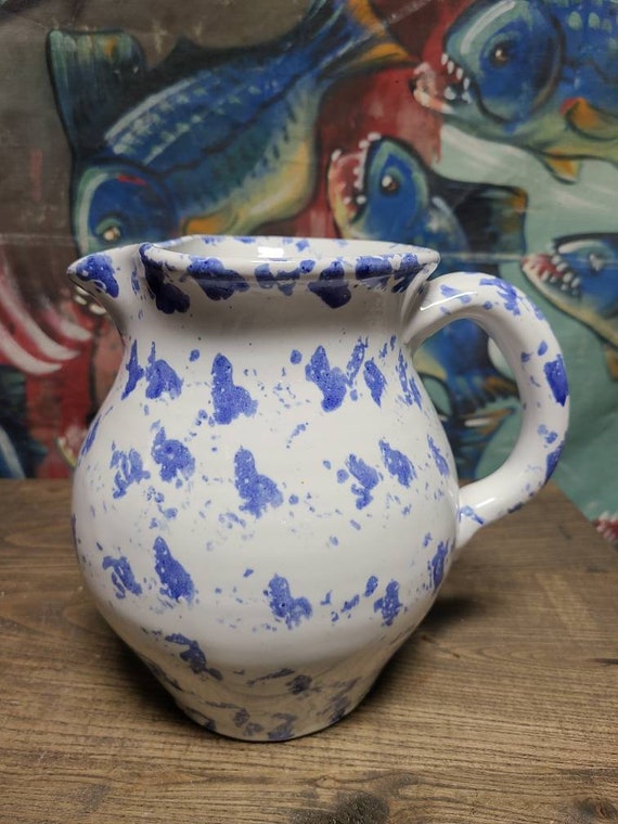 Vintage Stunning Blue and White Bybee Pottery Spongeware | Etsy