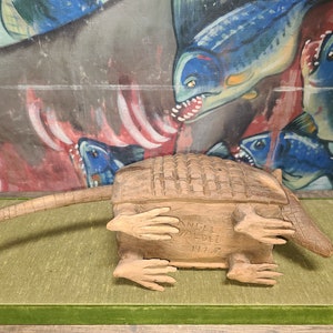 1978 Angel Valdez Mexican Wooden Hand Carved Armadillo Travel Souvenir ...