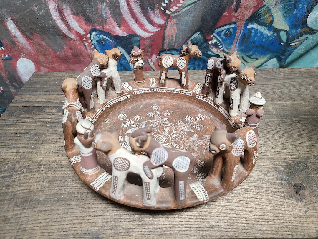 Vintage Handmade Peruvian Red Terracotta Pottery White Paint Artsy ...
