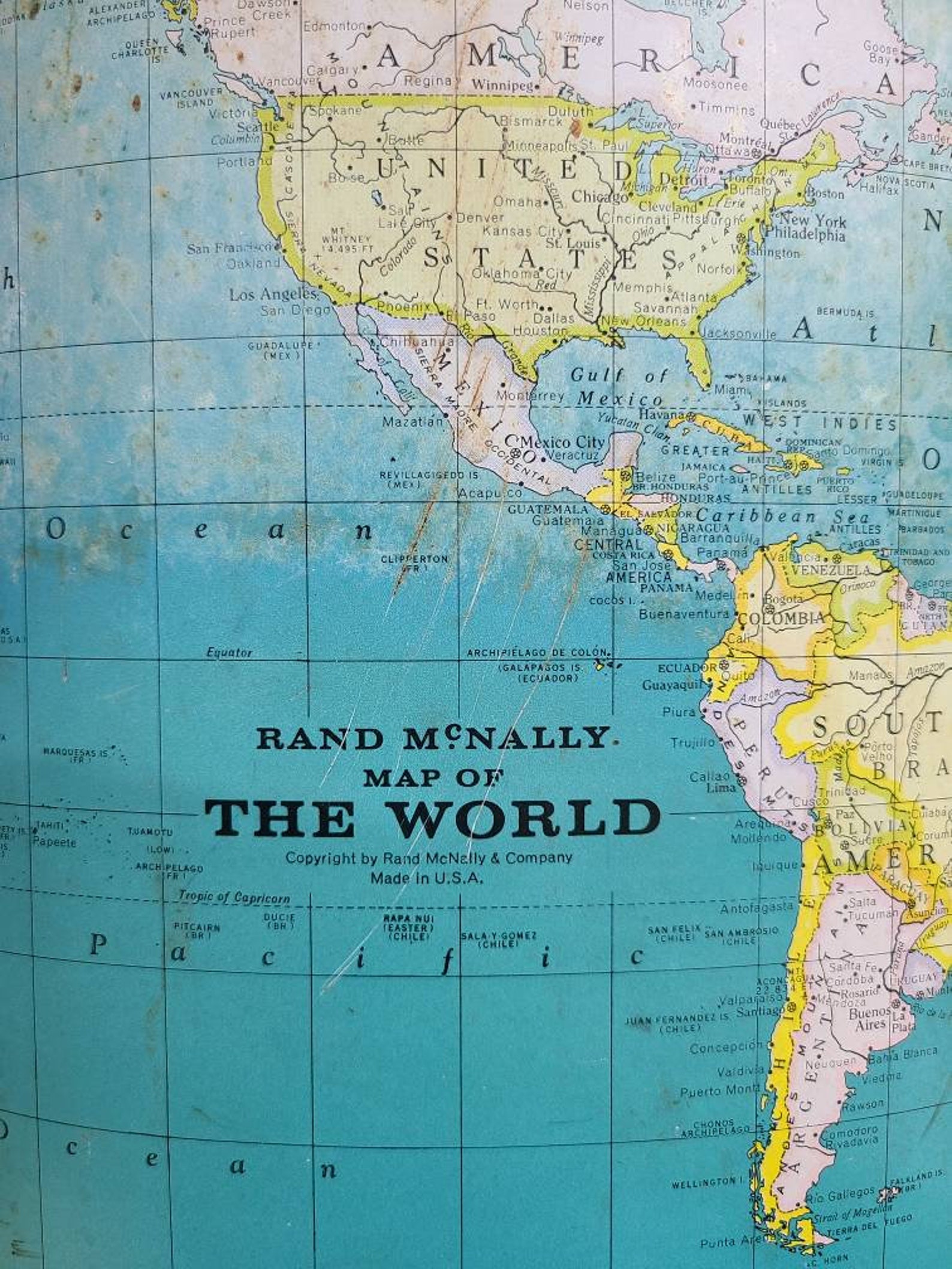 Vintage Tin Rand Mcnally Rustic Metal World Map Global Garbage - Etsy