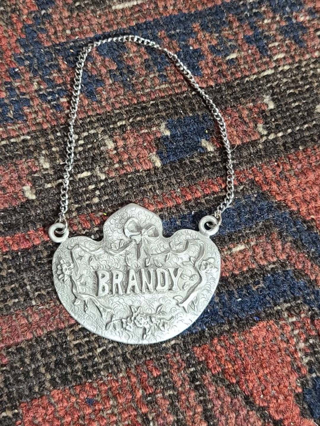 Vintage Elegant Heritage Pewter Brandy Bottle Decanter Tag Bar Label - Etsy