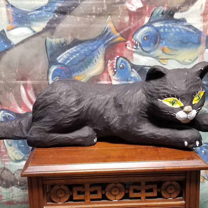 Paper Mache Cat - Etsy