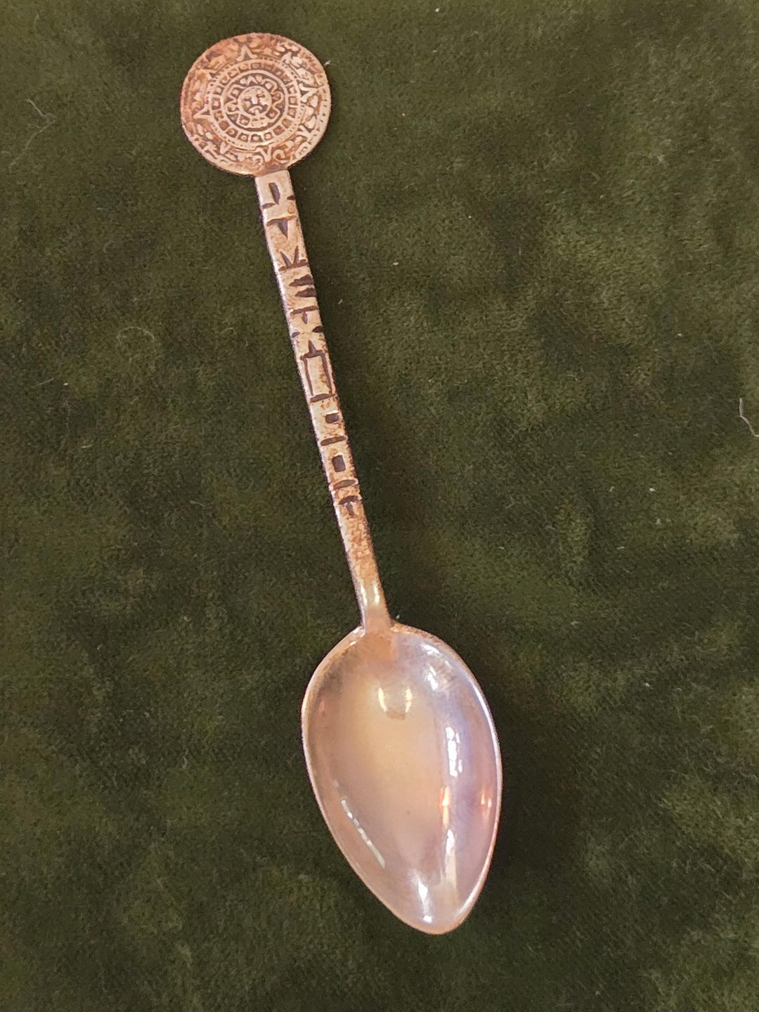 Vintage 1950's Sterling Silver Aztec Calendar Souvenir Spoon - Etsy