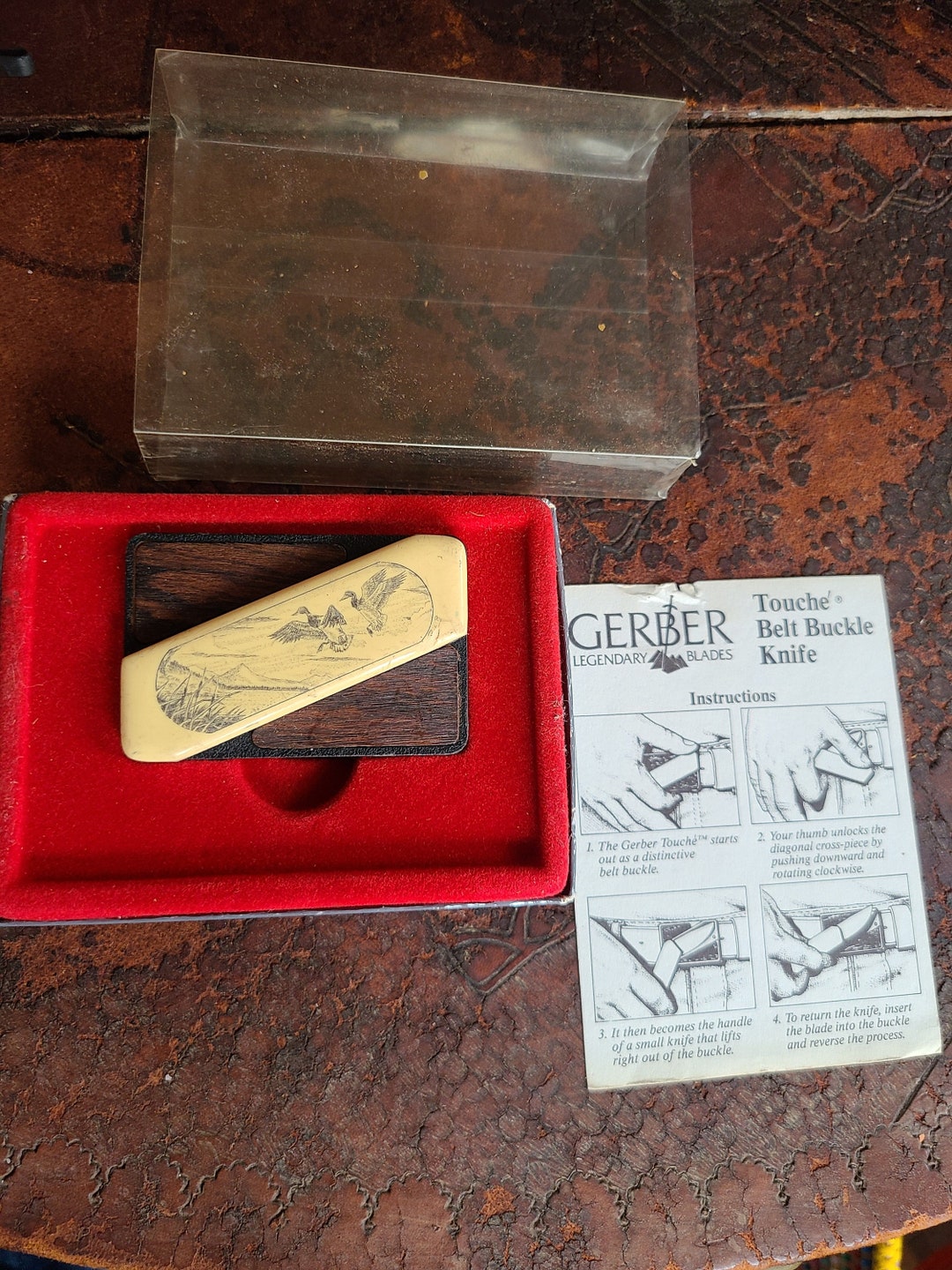 Vintage 1986 Gerber Legendary Blades Touche Belt Buckle Pocket Knife ...