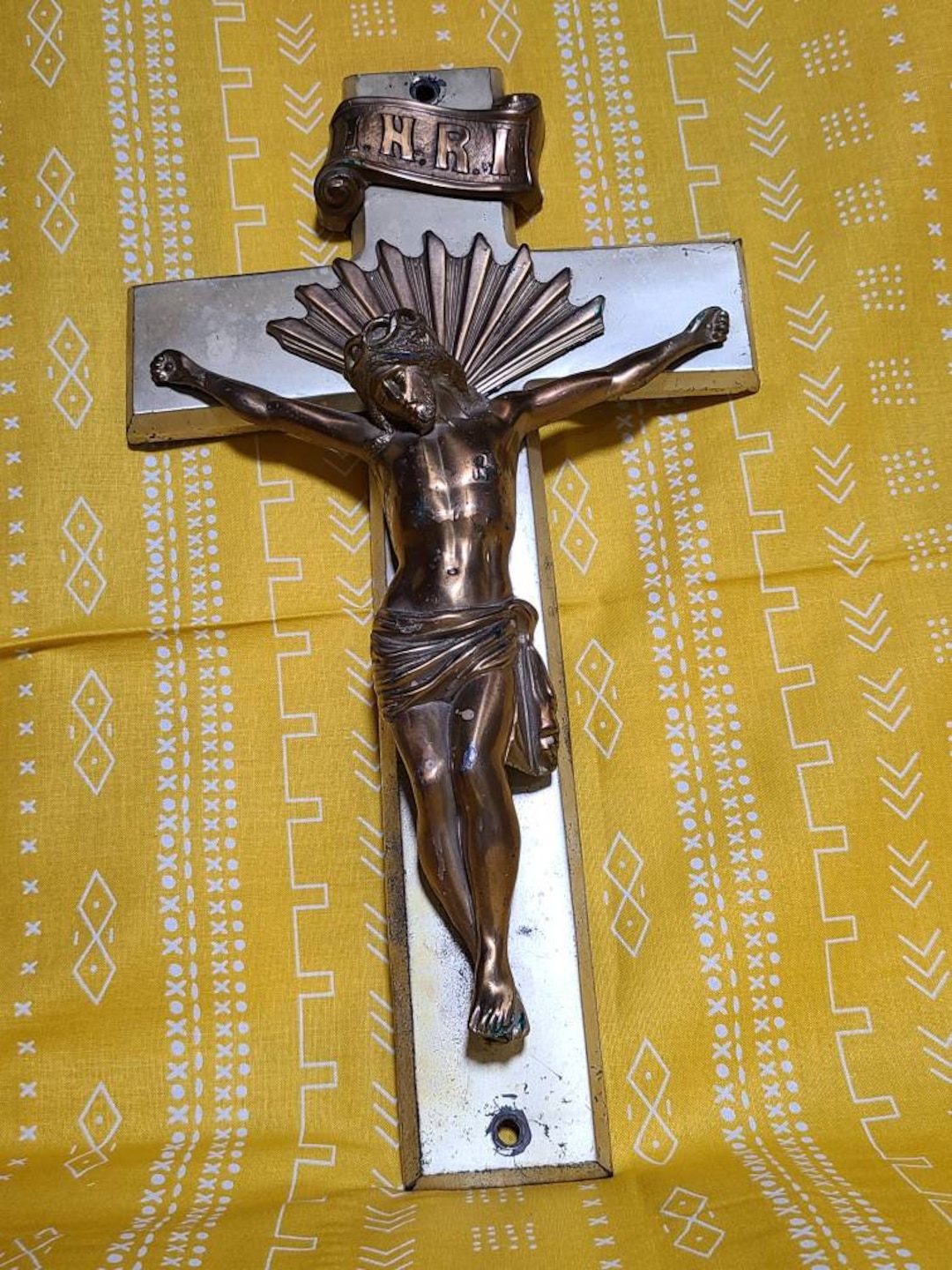 Antique Large Catholic Altarpiece Parsons 120 Cross Crucifix INRI Wall ...