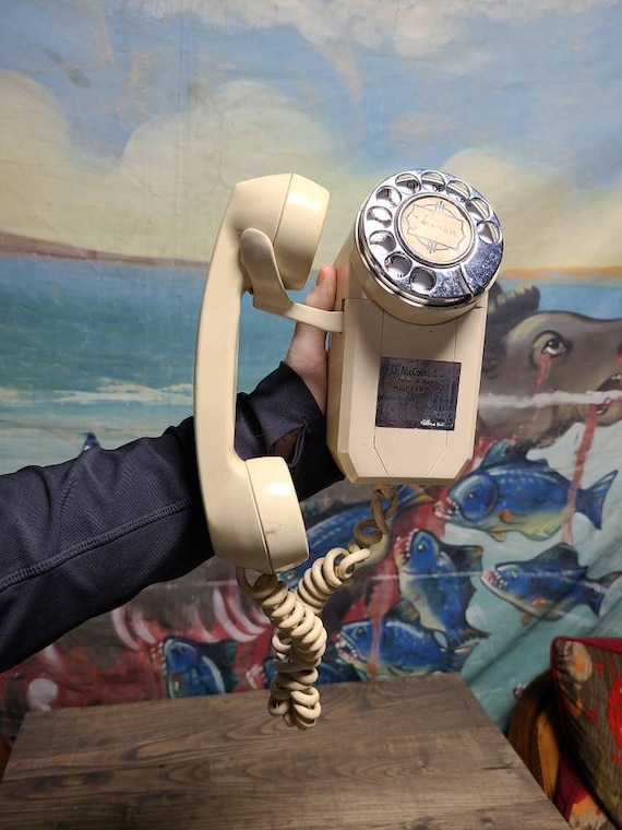 Antique Cream Automatic Electric Wall Telephone Rotary Dial | Etsy