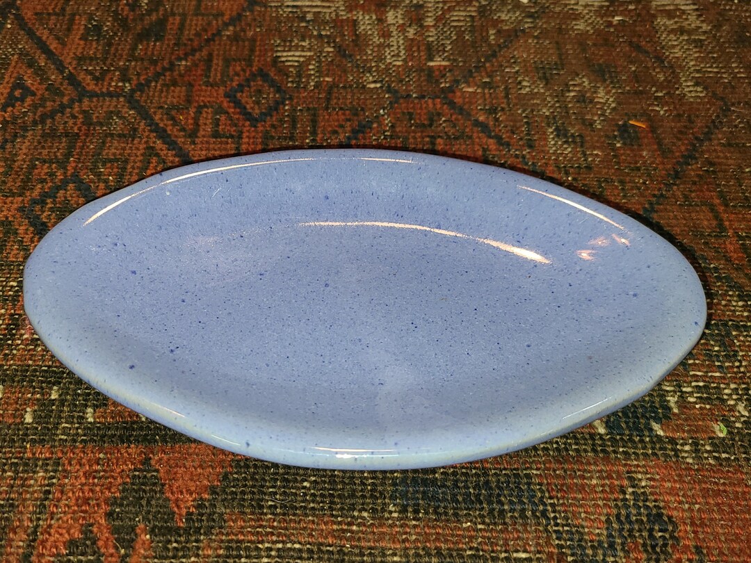 Vintage Beautiful Blue Glazed Bybee Primitive Kentucky Pottery Oval ...